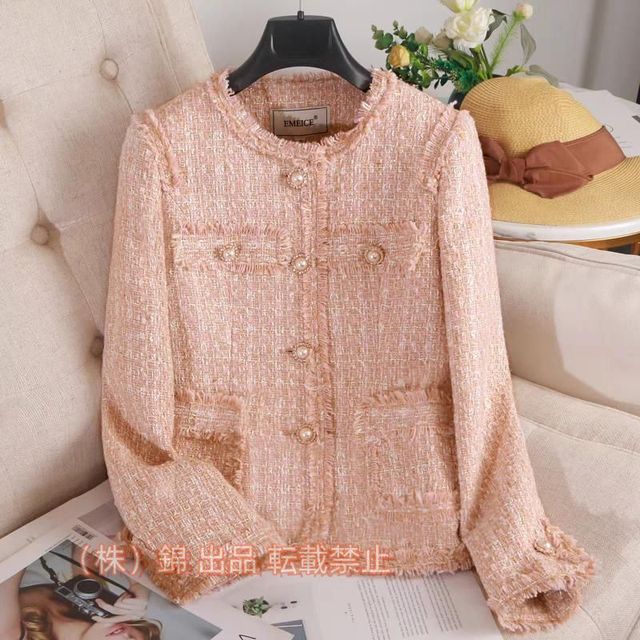 ノーカラージャケット　ツイード　ピンク フォーマル　入学式　七五三　パーティー　株式会社錦 セレモニー　結婚式　SからXL