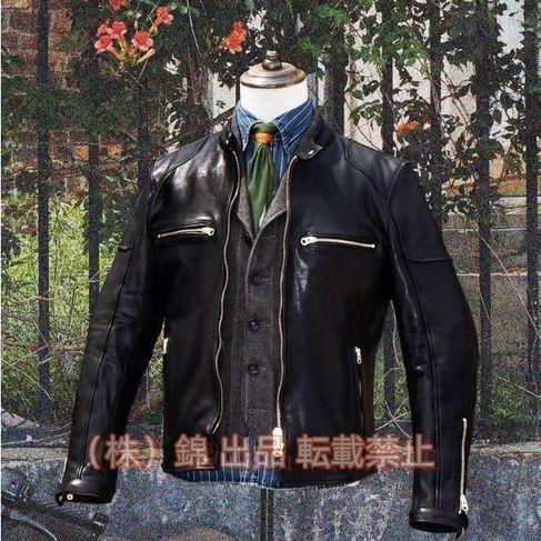 超人気☆1.2mm 30'sスタイル シングルライダース レザージャケット 株式会社錦ブラック トスカーナ植物鞣し革 羊革
