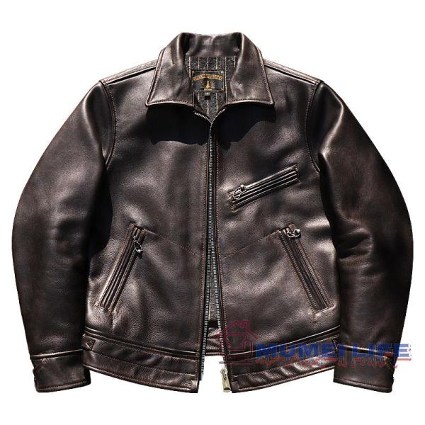 》マルホランドロード 本革 木箱 1.6mm アメリカン牛革 メンズ バイク カーキ株式会社錦 1930 ジャケット ショートスタイル