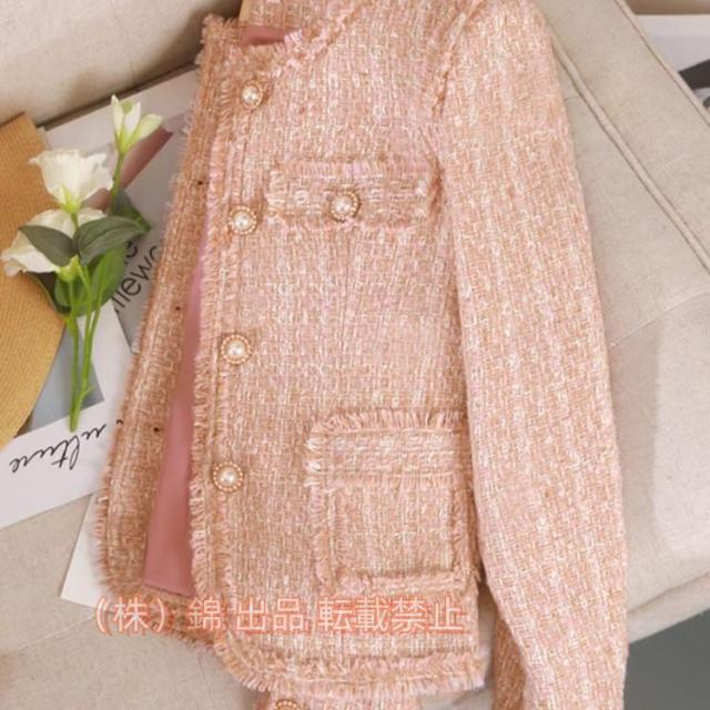 ノーカラージャケット　ツイード　ピンク フォーマル　入学式　七五三　パーティー　株式会社錦 セレモニー　結婚式　SからXL