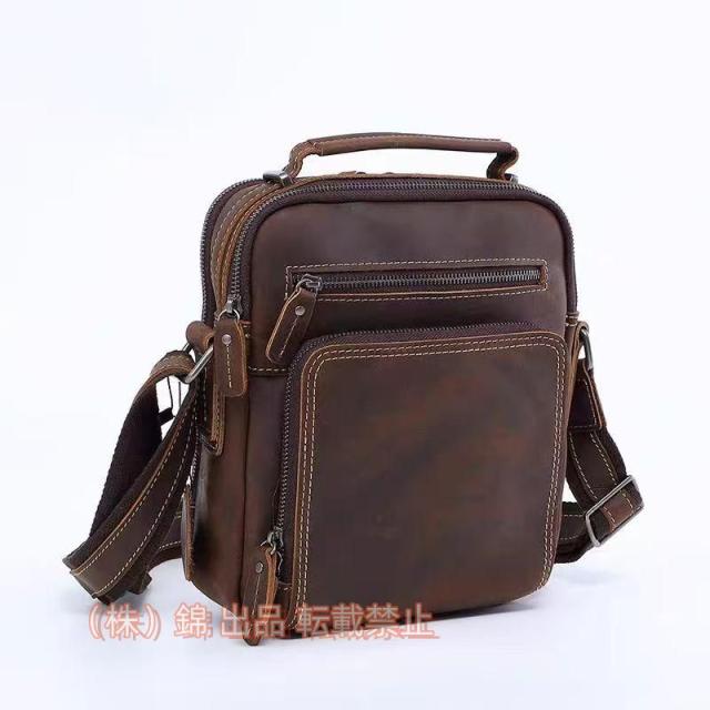 ショルダーバッグ メンズ 本革 斜め掛けバッグ 男性 レザー 株式会社錦 大容量 9.7インチiPad対応 肩掛けバッグ カジュアル アウトドア 鞄 ブラウン
