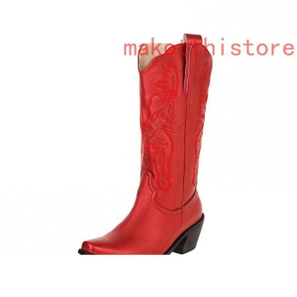 ウエスタンブーツ6.5cmヒールラウンドトゥロングブーツエンジニア