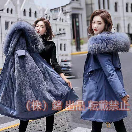 コートレディースファーコートボアコートモッズコートアウタージャケットフェイクファーロングコート株式会社錦もこもこフード付き冬暖かい防寒裏ボア