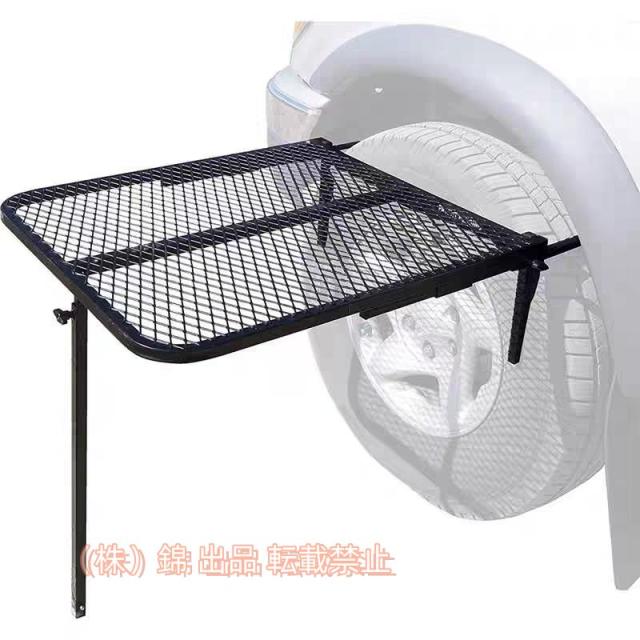 RVキャンプテーブル 折りたたみ式 キャリーバッグ付き ポータブルカータイヤピクニックテーブル 70 x 50cm 高さ調節可能 屋外タイヤデスクホイールテーブル suv