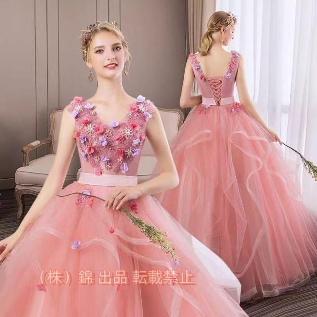 カラードレス 演奏会用ドレス ウェディング ロングドレス パニエ付き 演奏会 コンサート 舞台衣装 錦大きいサイズ ピンク ブルー ステージ衣装 パーティドレス