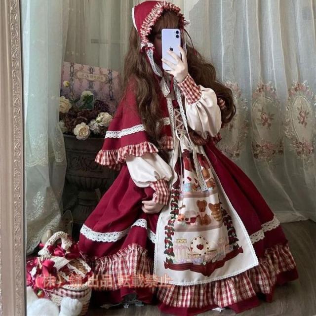 ワンピース ロリータ　女性衣装 ドレス コスチューム ハロウィン　ドラキュラ コスプレ 赤ずきん 株式会社錦ハロウィン ドレス ズキン ロングマント