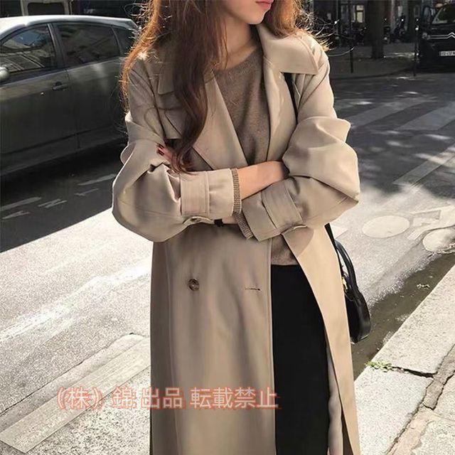 トレンチコート レディース スプリングコート 秋服 春 ロング Aライン ベルト付き オシャレ 着痩せ 韓国風 卒業式 入学式株式会社錦 母 通勤 OL 30代 40代 50代