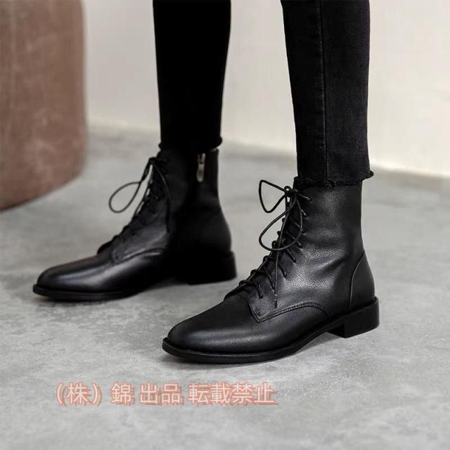 ブーツ レディース 袴ブーツ 厚底アンクルブーツ 靴 高ヒール シューズ 紐 厚底 錦 本革調 ブロックヒール 厚底ブーツ 太ヒー ブーツ 防水 仕事レジャー 休暇