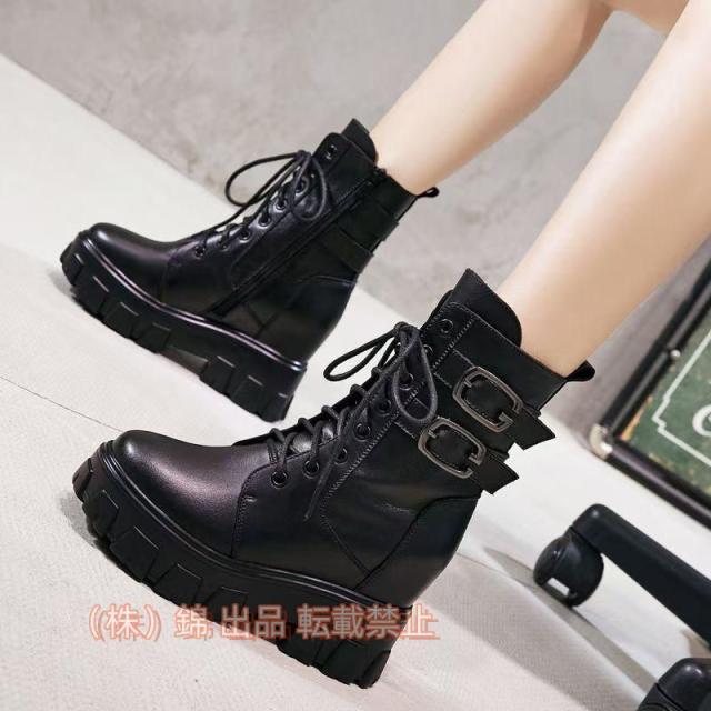 ショートブーツレディースブーツレースアップブーツレースアップ編み上げブーツ袴編み上げ疲れない靴幅広黒株式会社錦歩きやすい卒業ラウンドトゥ8cm