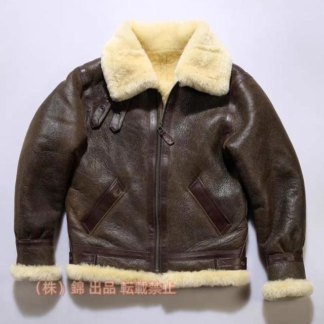 3ムートンジャケット 本革フライトジャケット 本革 復古調　本皮　株式会社錦羊革 メンズ 防寒
