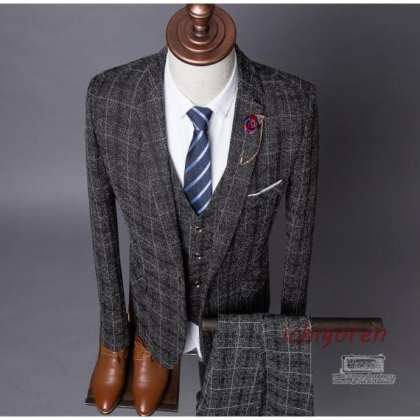 140 メンズファッション スーツ チェック柄 ビジネススーツ メンズ