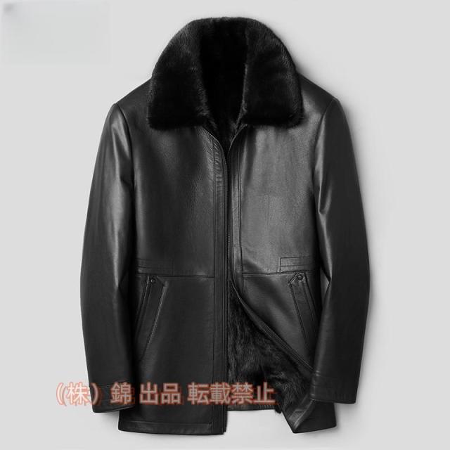 新品SALE ラム革 シープスキン ラム革 コート メンズ 男性 通勤 ビジネス リアルレザージャケット 裏ファーミンク 高級品 株式会社錦防寒 秋冬 真冬