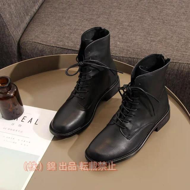 ブーツレディース疲れない靴レースアップショートブーツ編み上げブーツ錦袴ブーツ編み上げレースアップブーツ足が痛くならない歩きやすいローヒール