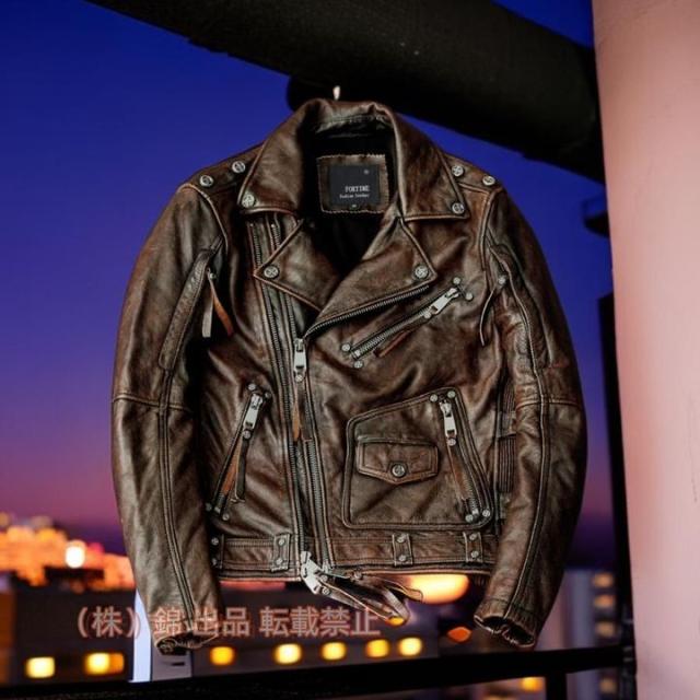 稀少新品★レザージャケット 牛革 カウハイド 革ジャン シングルライダース メンズファッション 株式会社錦 バイク アメカジ 国産革 本革 S?6XL