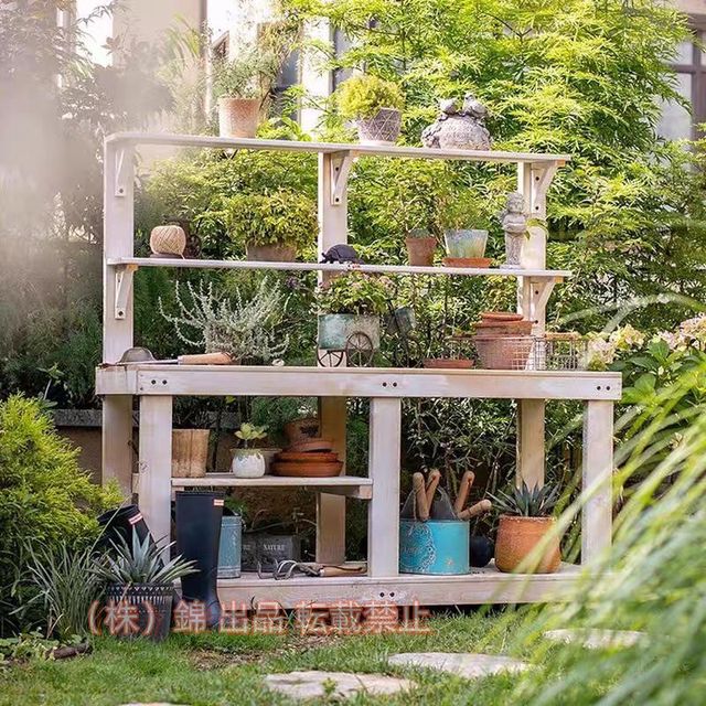 フラワースタンド 木製 園芸ラック プランタースタンド 4層 花台 株式会社錦 観葉植物 お花 鉢スタンド 盆栽 棚 ベランダ ガーデン 玄関 ?室内/屋外