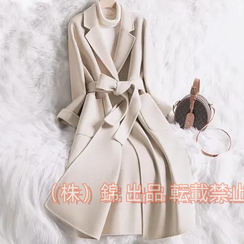 両面カシミヤコート テーラード ジャケット レディースロングコート チェスターコート秋冬 株式会社錦通勤 羊毛 お洒落 上品 ベルト ウールコート 暖かい2021