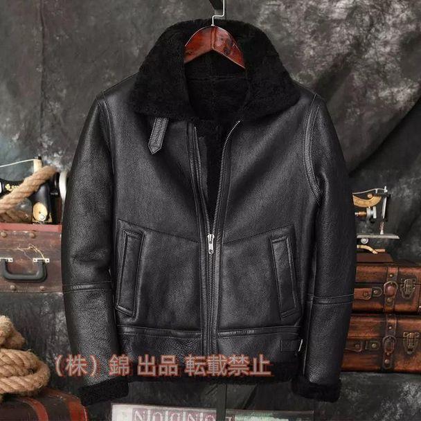 新品 シープスキン 復刻30's USAF TYPE ムートン フライトジャケット ブラック ボマー ボンバー イタリアンレザー ラム 株式会社錦羊革