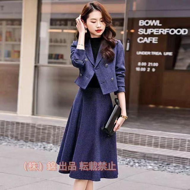 スーツセット レディース スカートセット ジャケット チェック柄 着痩せ フォーマル 通勤 OL 20代30代 40代 おしゃれ 株式会社錦セレモニースーツ 秋冬