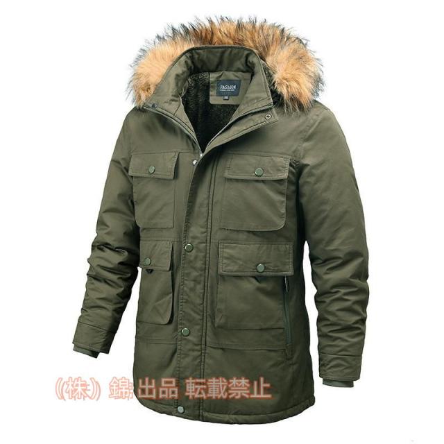 ミリタリージャケット メンズ 防寒着 アウトドア ボアコート 保温 アウター株式会社錦 モッズコート 裏起毛 厚手 冬物