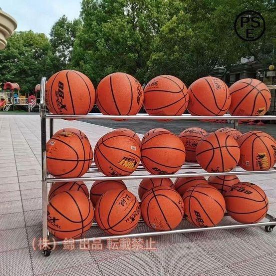 ボール整理カゴオーガナイザーステンレス製機器収納ラックボール収納スタンドホイール付きバスケットボールサッカー錦バレーボール用(Size:84x46x128cm)