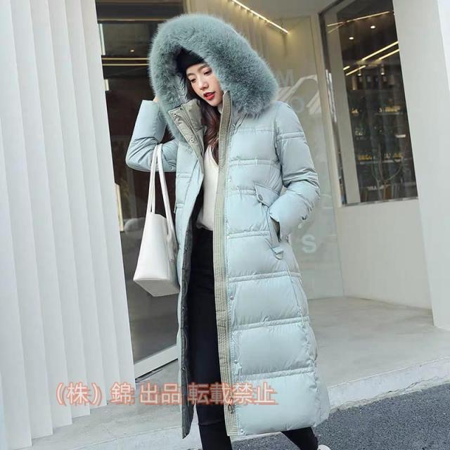 ダウンコート 中綿コート ロングコート フード付き スリム 着痩せ ベンチコート レディース きれいめ 厚手 防寒服株式会社錦 ファーフード付き