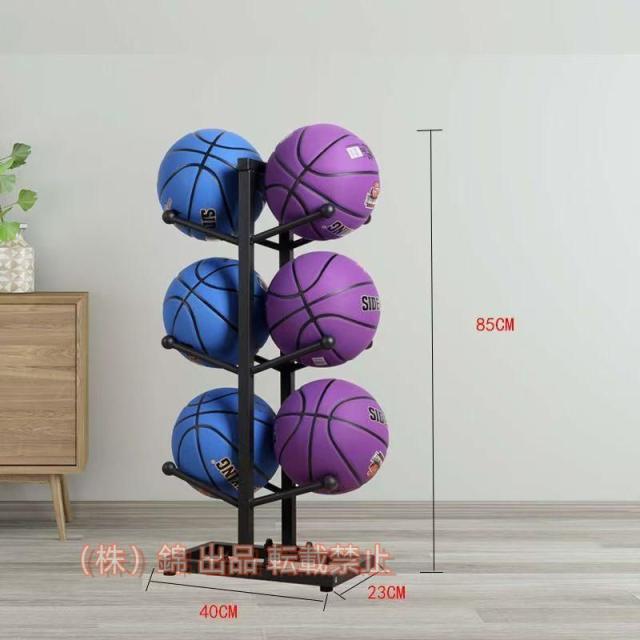 rボール整理カゴ頑丈な両面ボールオーガナイザースタンドバスケットボールサッカーバレーボール用株式会社錦ボールオーガナイザー収納ラック(Color:Black)