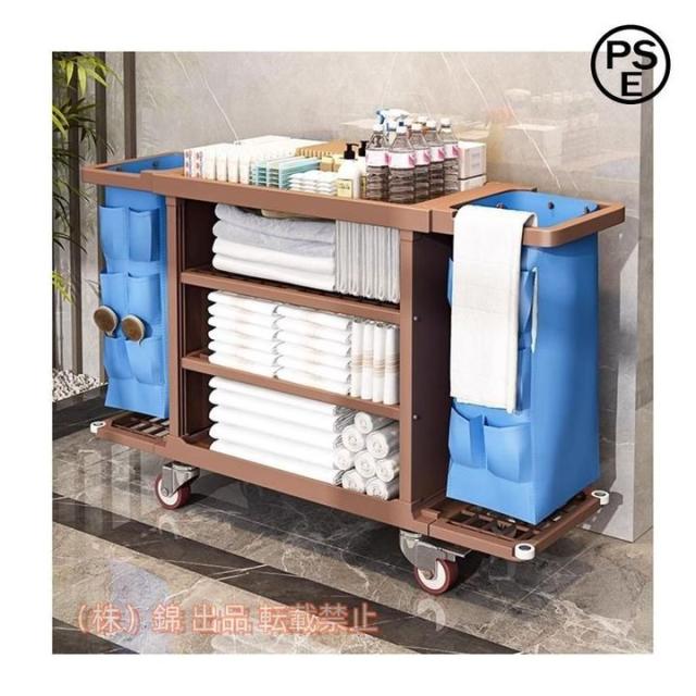 清掃カート 業務用 ビルメンカート多 ランドリーワゴン多機能 掃除カーメンテナンスカートホテルクリーニングカート錦多目的クリーニングトロリー 360°ブレー