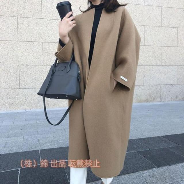 大人ロングコート　マント　ポンチョ　七分袖　ゆったり　ノーカラーコート　フリーサイズ 株式会社錦ラグラン袖お出かけ通勤通学20代30代40代50代60代