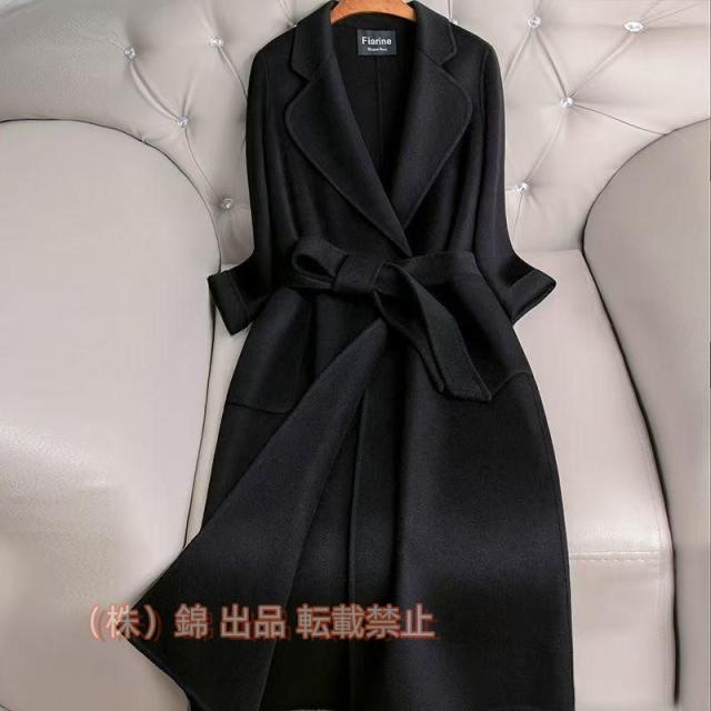 ウールリバーコート　ウール ロングコート　カシミヤ入り　ダブルフェイスコート　株式会社錦 一枚仕立て　ホワイト　ブラック　大人