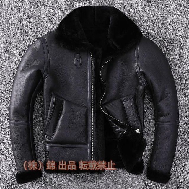 》クラシックb3フライトスーツへのオマージュ ファー一体型オリジナルエコラムウールメンズ株式会社錦本革レトロファージャケット《