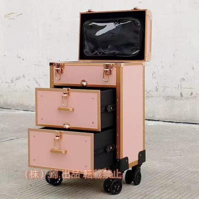 トロリーコスメティックケース 大型 メイクキャリーケース 鍵付き、メイクアップアーティストの特別なトロリーケース 美容製品をたくさん収納できる、キャスター