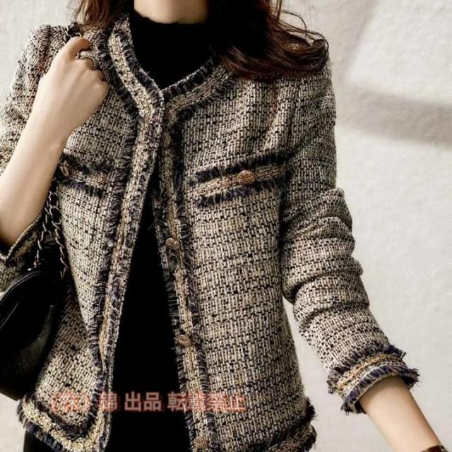 ノーカラージャケット　ツイード　定番　ショートジャケット　結婚式　イベント 入学式　卒業式　株式会社錦大きいサイズ有　20代30代40代50代60代