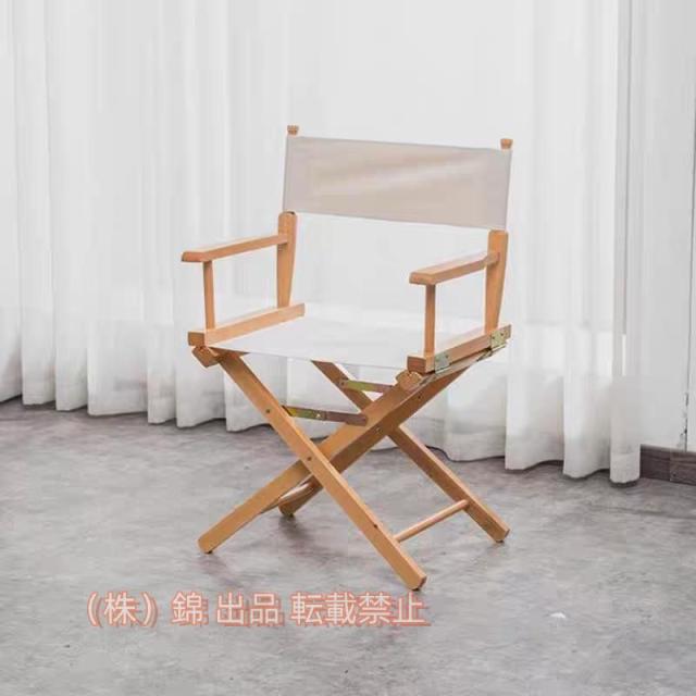 ディレクターズチェア屋外レジャーポータブル折りたたみチェアソリッドウッドキャンバスコンピュータチェア背もたれメイクアップチェア釣りチェア (色 : 白)
