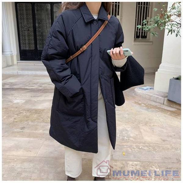 中綿入り ステンカラーコート 防寒 暖かい トレンチコート 長袖