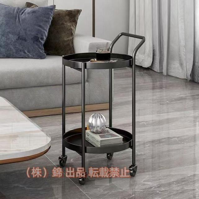 ?????????サイドテーブルおしゃれ車輪とハンドルが付いている北欧の居間の移動式コーヒーテーブルトロリー2層3層株式会社錦丸トレイ取り外し可能ソファサイドテ