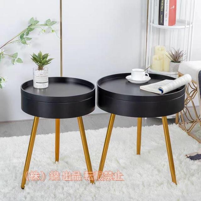 サイドテーブルサイドテーブルおしゃれメタルサイドテーブル錦取り外し可能なトレイと収納ボックス付き小さなスペースのコーヒーテーブル寝室のパティオミニ