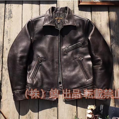 》マルホランドロード 本革 木箱 1.6mm アメリカン牛革 メンズ バイク カーキ株式会社錦 1930 ジャケット ショートスタイル