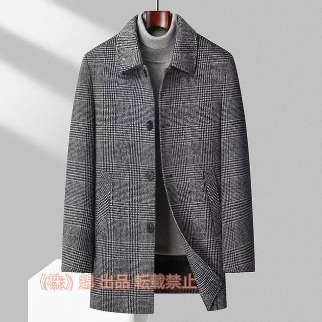 ステンカラーコートメンズコートダウンライナー脱着可ビジネスチェック柄ビジネスコートハーフコート株式会社錦アウターステンカラーロングコートキレイめ大