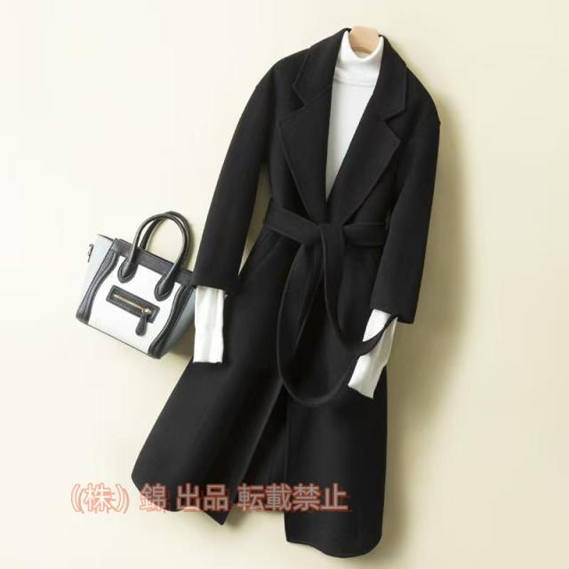 上品ロングコート ハーフコート　ウール リバーコート　ダブルフェイスコート　株式会社錦一枚仕立て　ベージュ　レッド　S?XＬ　上品　大人