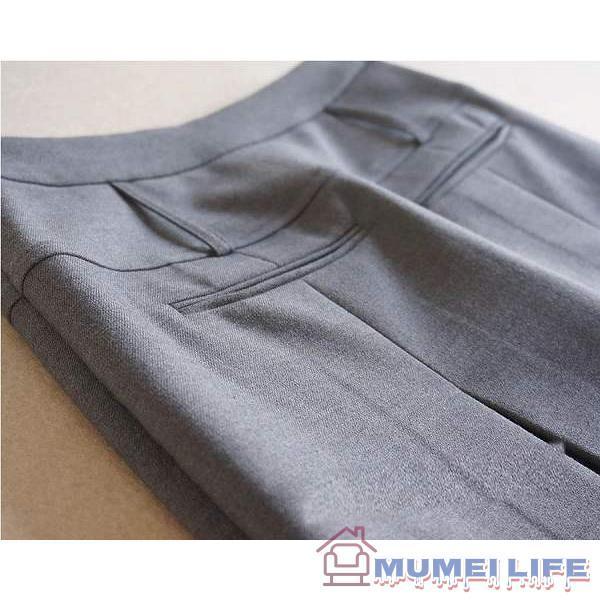 大人ボックスプリーツスカート グレー ひざ下丈 ミモレ丈 タイト