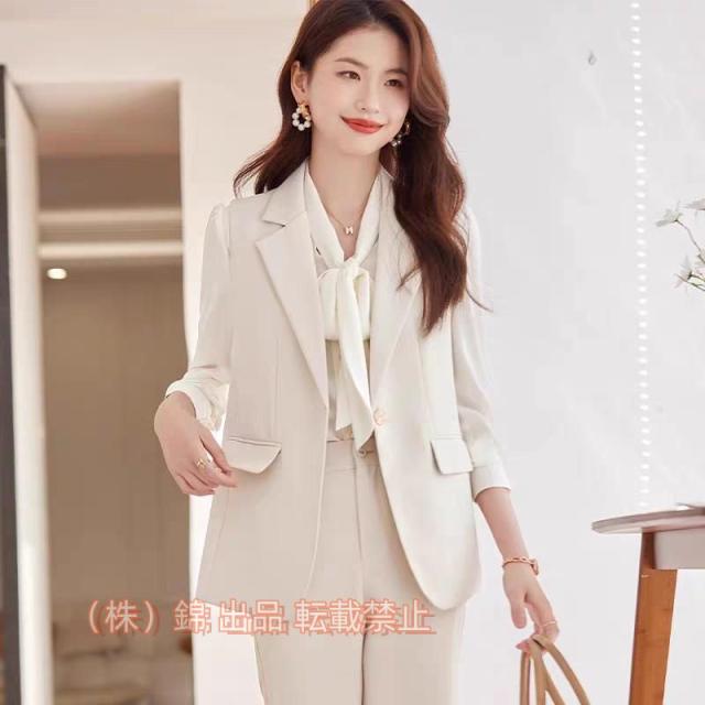 パンツスーツ レディース パンツ セットアップ ロング ロング丈 ジレ 株式会社錦パンツ テーパードパンツ