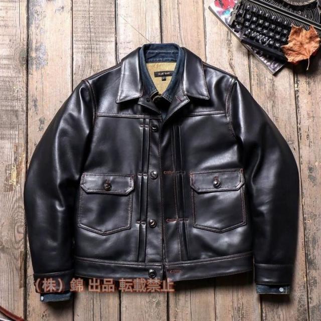 》イタリア産ベジタブルタンニン鞣し牛革 メンズ 本革 ジャケット ラペル 507xx ワークウェア デニム株式会社錦 レトロ レザー ショートジャケット
