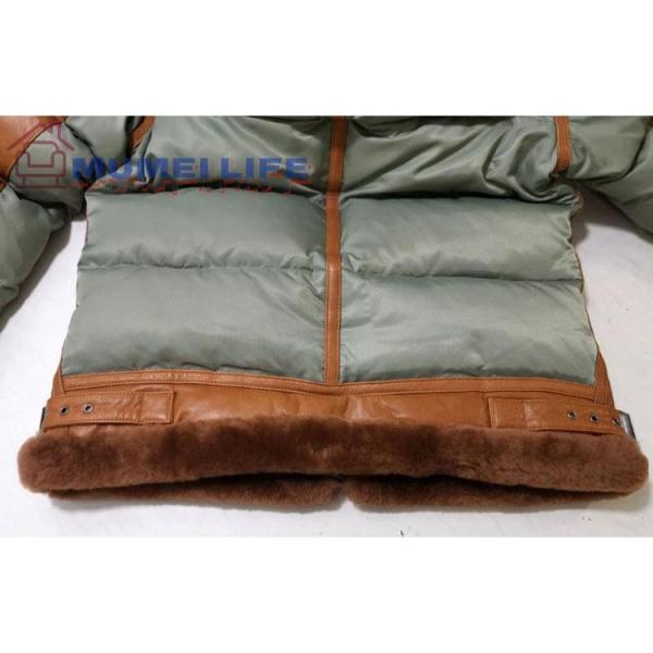 3XL☆ライダースダウンレザージャケット☆茶☆ 上層羊皮 保温 防風