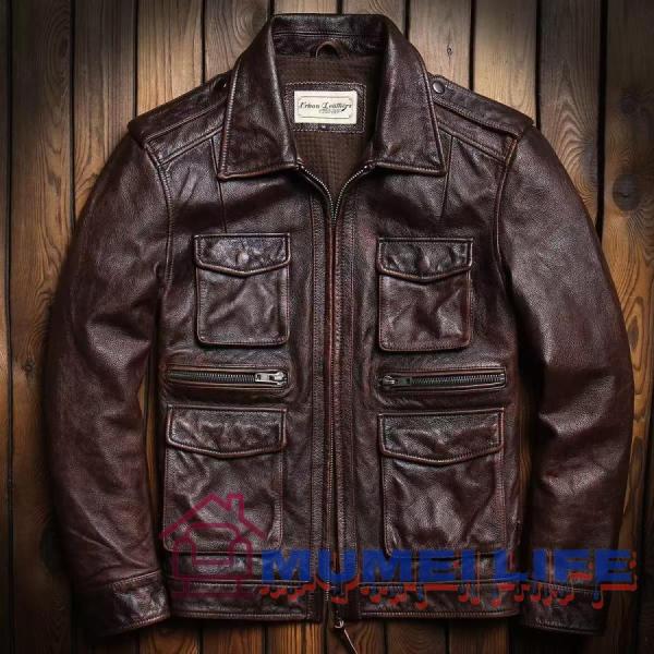 石磨を古くして クラシックで M65のハンティングジャケット 上質な牛革