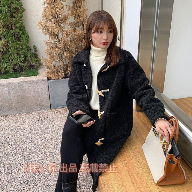 大きいサイズ レディース ダッフルコート ロング丈 株式会社錦 中綿入り 黒 メルトン ラグラン袖 冬 LL 3L 4L 5L ブラック