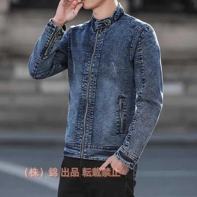 デニムジャケット メンズ ミリタリージャケット ライダースジャケット アウター 立ち襟 ブルゾン カジュアル株式会社錦 スリム 大きいサイズ 秋冬 秋服 新作