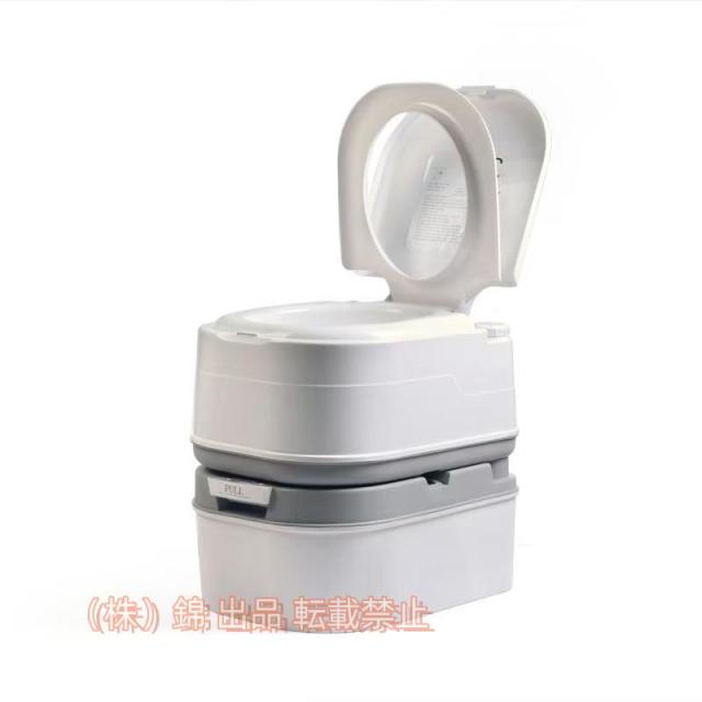 ポータブル水洗トイレ簡易トイレ20L(水洗タンク)24L(汚水タンク)介護用非常用災害用防災携帯トイレシングル水出口ベローズポンプ式株式会社錦持ち運び簡単使用