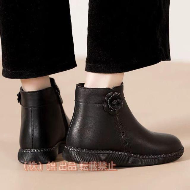 ブーツ冬スノーブーツレディースショートスニーカー大きいサイズサイドジップ防滑防水滑り止め防寒靴裏ボア株式会社錦暖かい雪対応花柄スノーシューズ