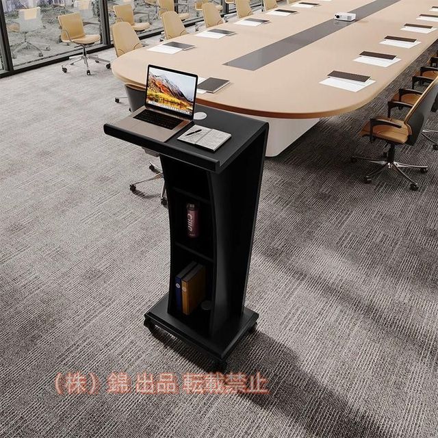 演説台教壇無垢材教卓アジャスター付きワイド講演台完成品幅530×奥行330×高さ1140mmプレゼン錦棚付き台教壇司会セミナー会議室スタンディングテー