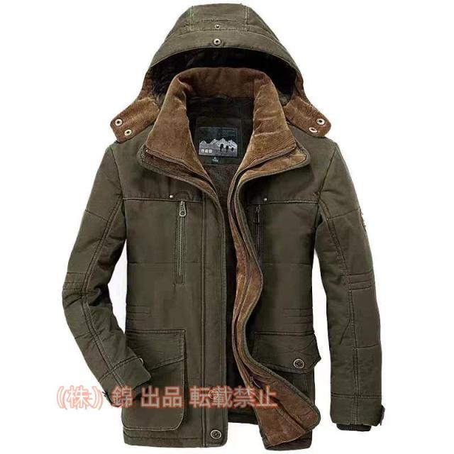 メンズ中綿ミリタリージャケットダウンコートファイバーダウンフード付き防寒ブルゾンジャケットモッズコート裏ボア株式会社錦あったか秋冬アウター4色